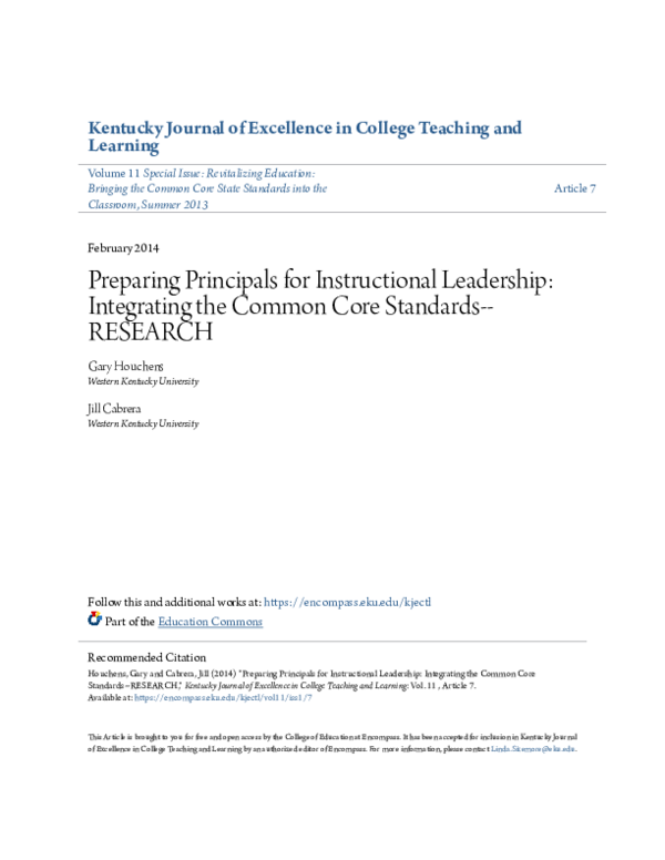 (PDF) Preparing Principals for Instructional Leadership: Integrating ...