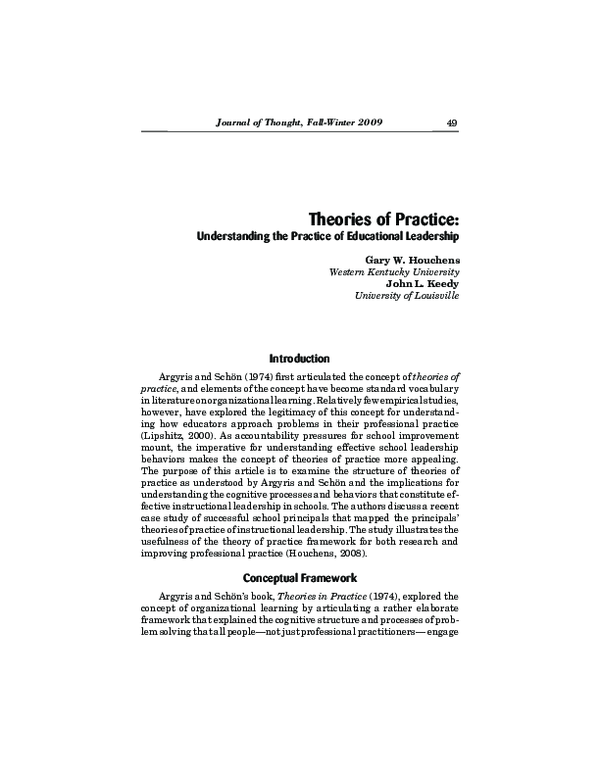 (PDF) Theories of Practice: Understanding the Practice of Educational ...