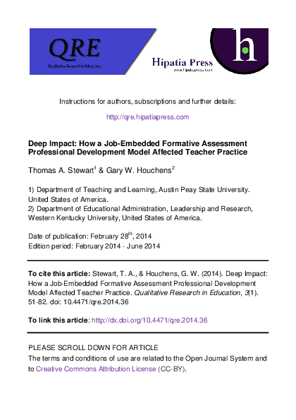 (PDF) Deep Impact: How a Job-Embedded Formative Assessment Professional ...
