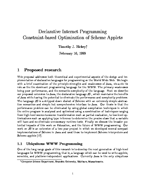 (PDF) Declarative Internet Programming Constraint-based Optimization of Scheme Applets