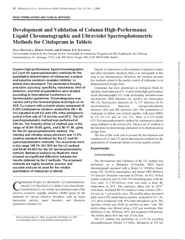 (PDF) Development and validation of a column high-performance liquid chromatographic method for ...