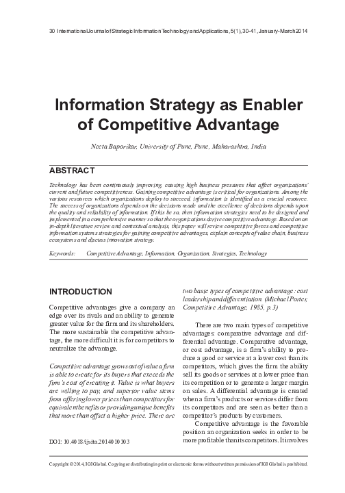 (PDF) Information Strategy as Enabler of Competitive Advantage