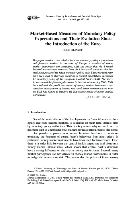 (PDF) Market-Based Measures of Monetary Policy Expectations and Their ...