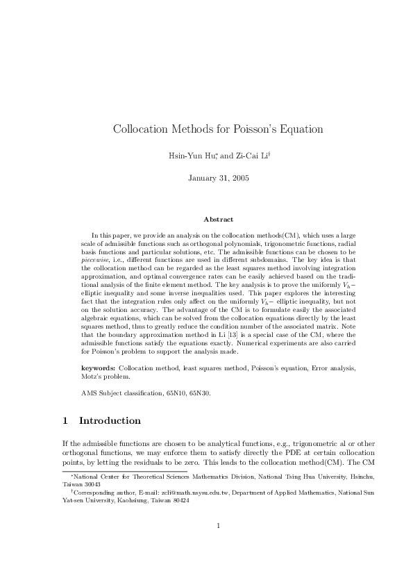 (PDF) Collocation methods for Poisson’s equation