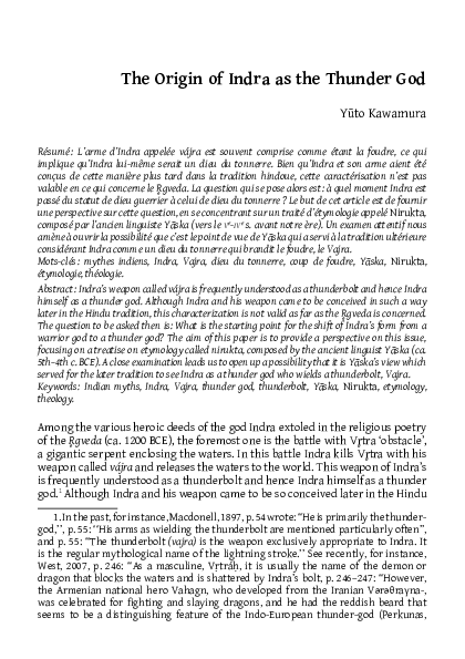 (PDF) The Origin of Indra as the Thunder God