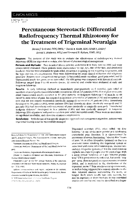 (PDF) Percutaneous stereotactic differential radiofrequency thermal ...