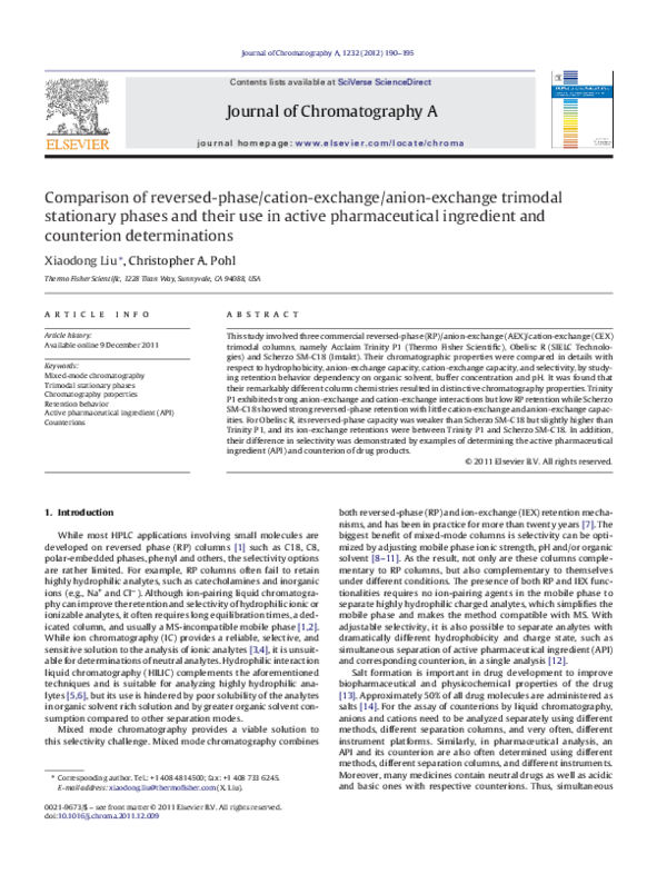 (PDF) Comparison of reversed-phase/cation-exchange/anion-exchange ...