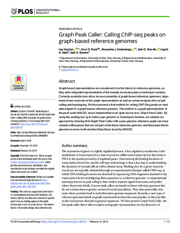 (PDF) Graph Peak Caller: Calling ChIP-seq peaks on graph-based reference genomes