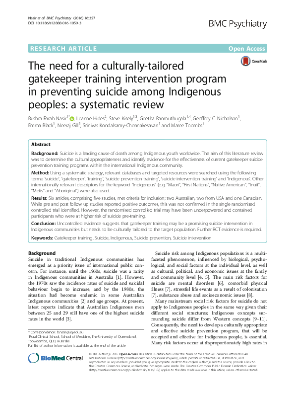 (PDF) The need for a culturally-tailored gatekeeper training ...