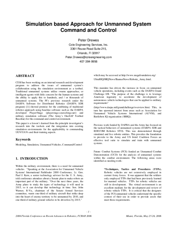(PDF) Simulation based Approach for Unmanned System Command and Control