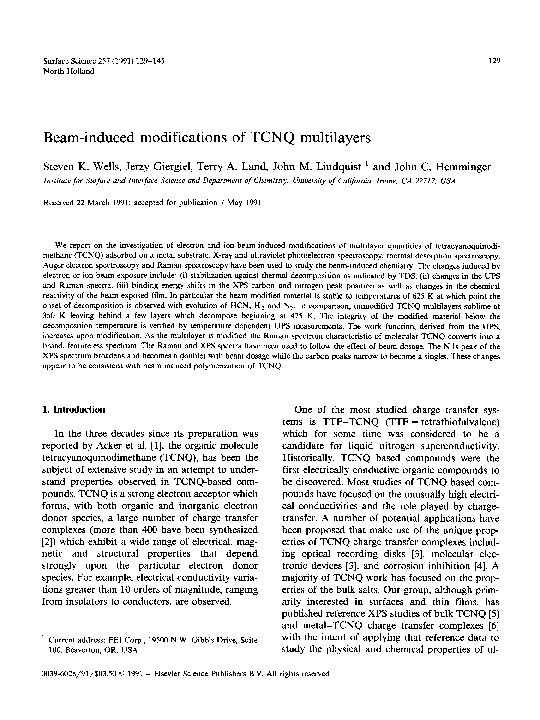 (PDF) Beam-induced modifications of TCNQ multilayers