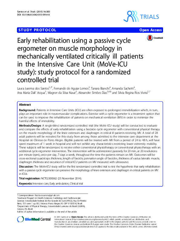 (PDF) Early rehabilitation using a passive cycle ergometer on muscle ...