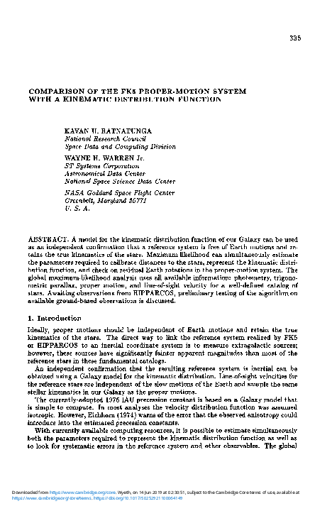 (PDF) Comparison of the FK5 Proper-Motion System with a Kinematic ...