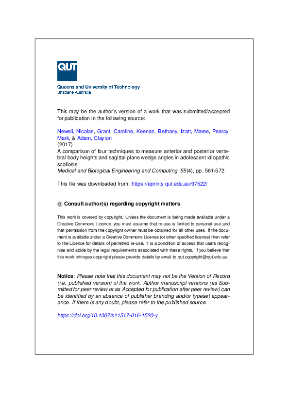 (PDF) A comparison of four techniques to measure anterior and posterior ...