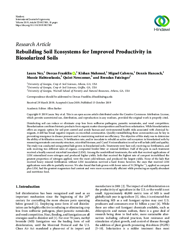 (PDF) Rebuilding Soil Ecosystems for Improved Productivity in ...