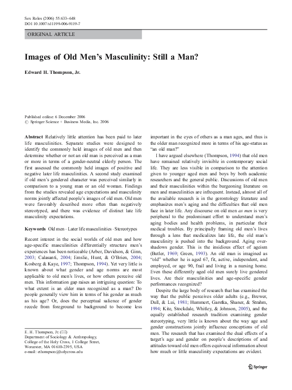(PDF) Images of Old Men’s Masculinity: Still a Man?