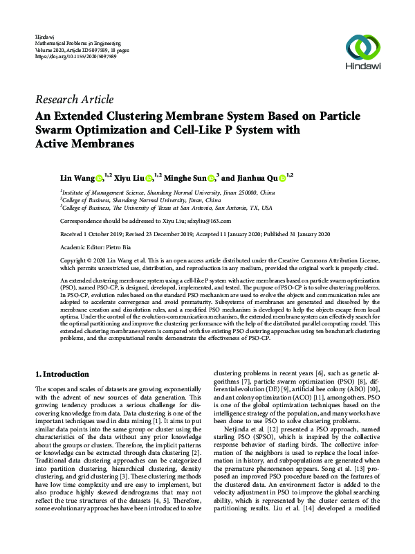 (PDF) An Extended Clustering Membrane System Based on Particle Swarm Optimization and Cell-Like ...