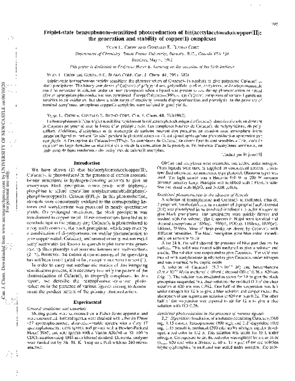 (PDF) Triplet-state benzophenone-sensitized photoreduction of bis ...