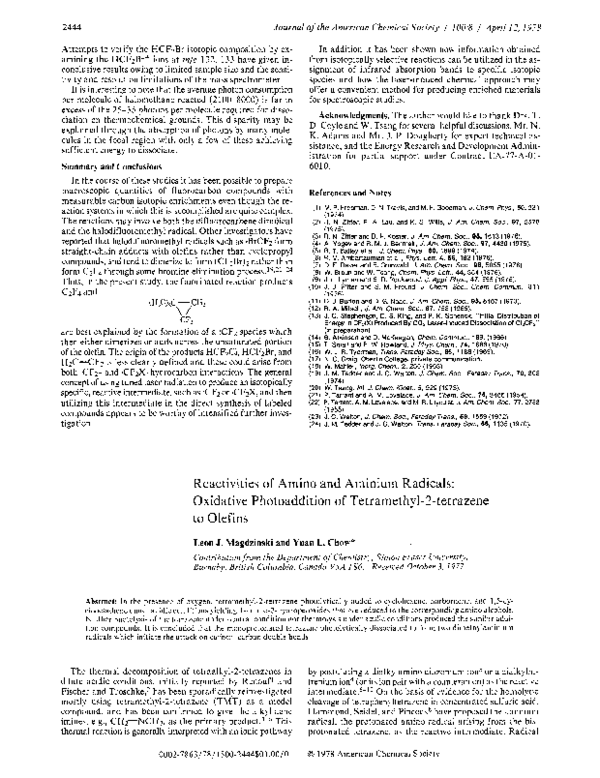 (PDF) Reactivities of amino and aminium radicals: oxidative ...