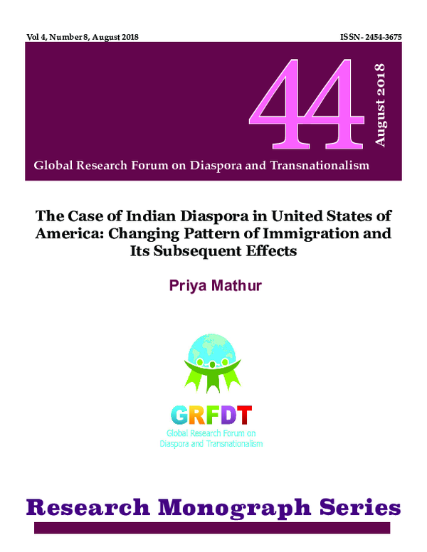 (PDF) The Case of Indian Diaspora in United States of America: Changing ...