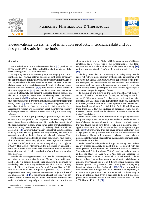 (PDF) Bioequivalence assessment of inhalation products ...