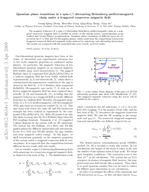 (PDF) Quantum phase transitions in a spin-1/2 alternating Heisenberg antiferromagnetic chain ...