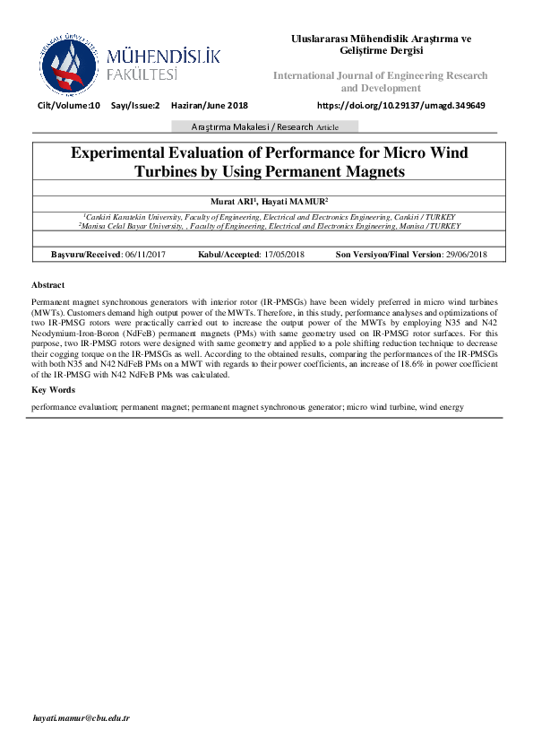 (PDF) Experimental evaluation of performance for micro wind turbines by ...