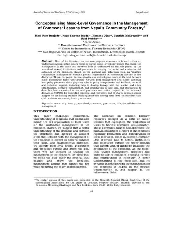 (PDF) Contextualizing common property systems: action research insights ...