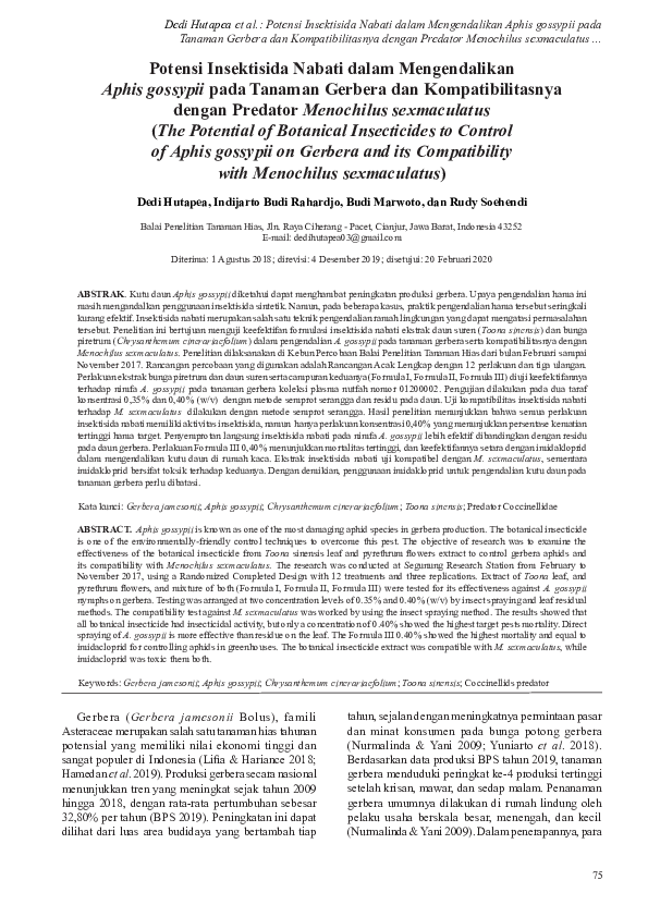(PDF) Potensi Insektisida Nabati dalam Mengendalikan Aphis gossypii ...