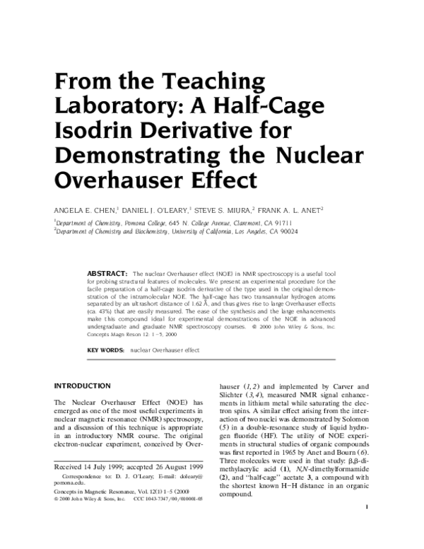 (PDF) From the teaching laboratory: A half-cage isodrin derivative for ...