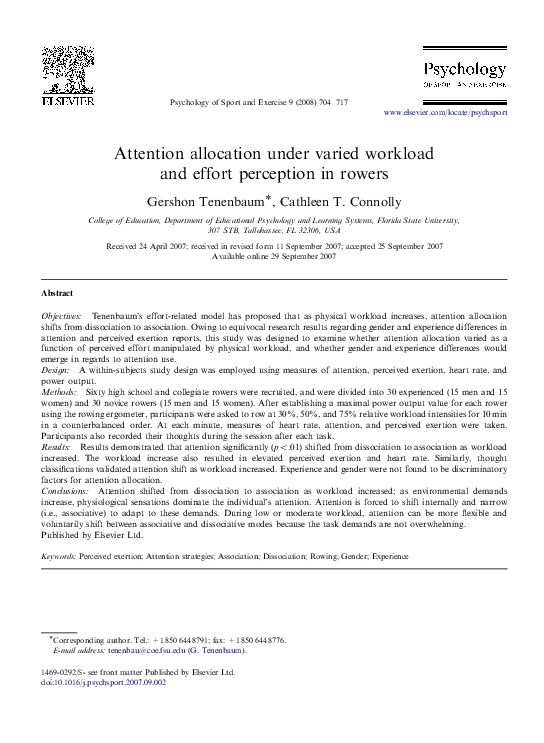 (PDF) Attention allocation under varied workload and effort perception ...