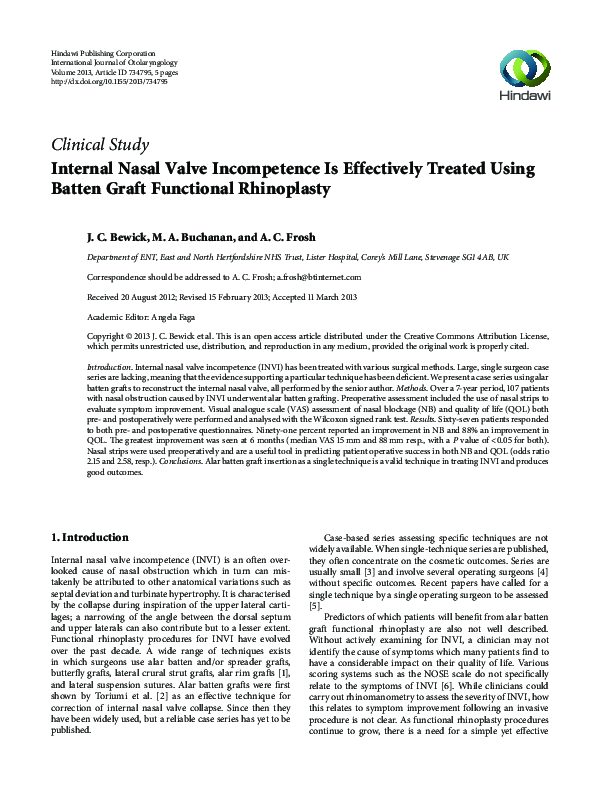(PDF) Internal nasal valve incompetence is effectively treated using ...