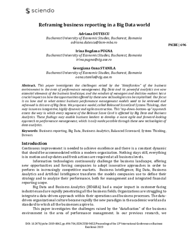 (PDF) Reframing business reporting in a Big Data world