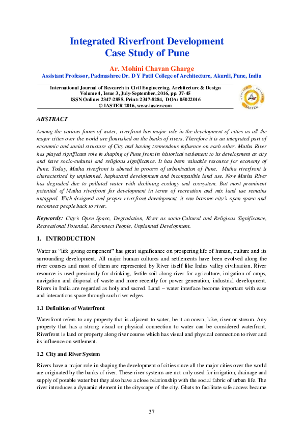(PDF) Integrated Riverfront Development Case Study of Pune