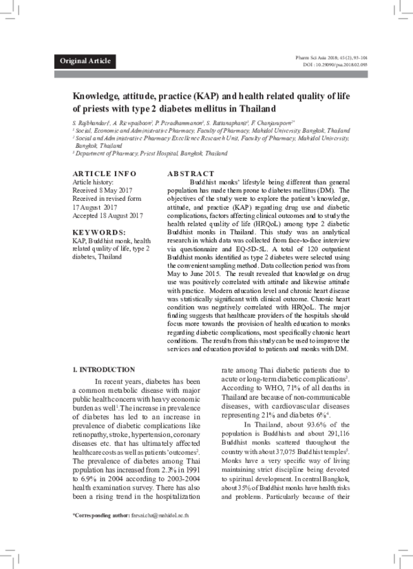 (PDF) Knowledge, Attitude, Practice (KAP) and Health Related Quality of Life of Priests with ...