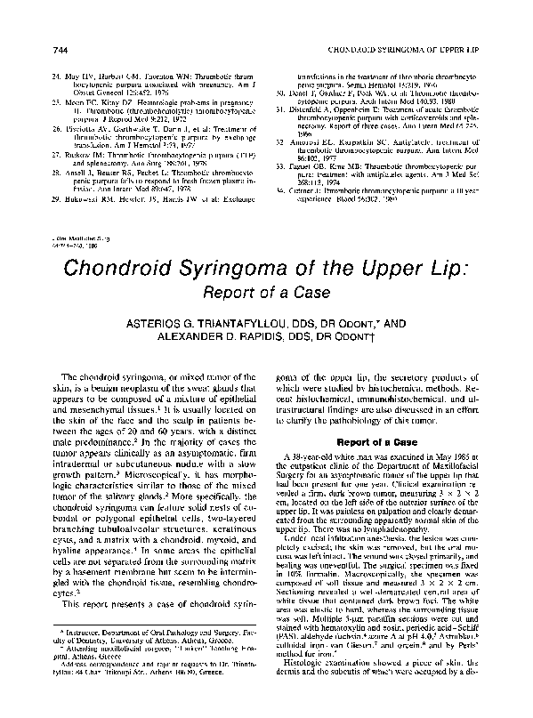 (PDF) Chondroid syringoma of the upper lip: Report of a case