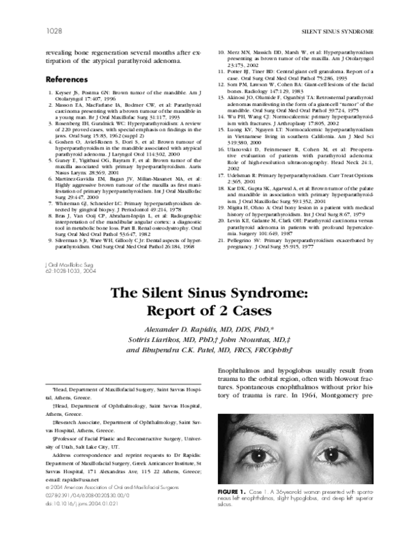 (PDF) The silent sinus syndrome: report of 2 cases | Alexander Rapidis ...