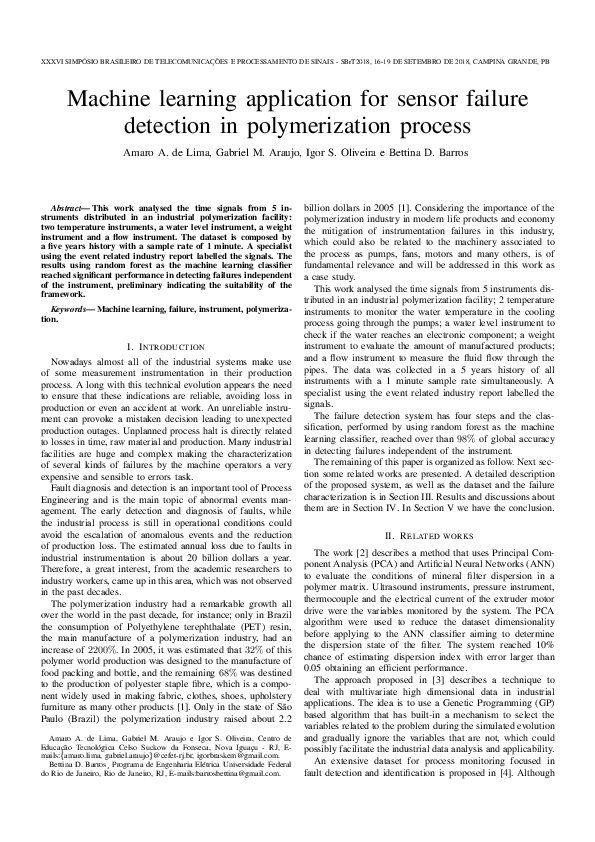 (PDF) Machine learning application for sensor failure detection in ...