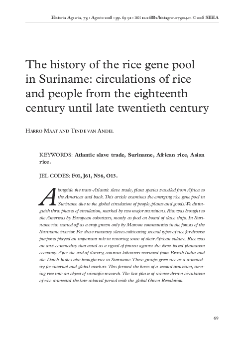 (PDF) The history of the rice gene pool in Suriname: circulations of ...