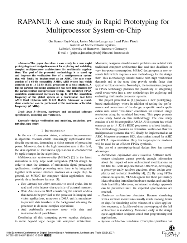 (PDF) RAPANUI: A case study in Rapid Prototyping for Multiprocessor System-on-Chip