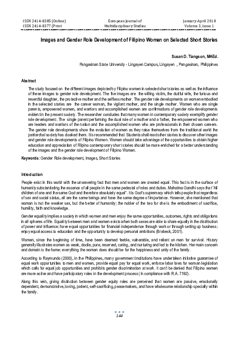 (PDF) Images and Gender Role Development of Filipino Women on Selected ...