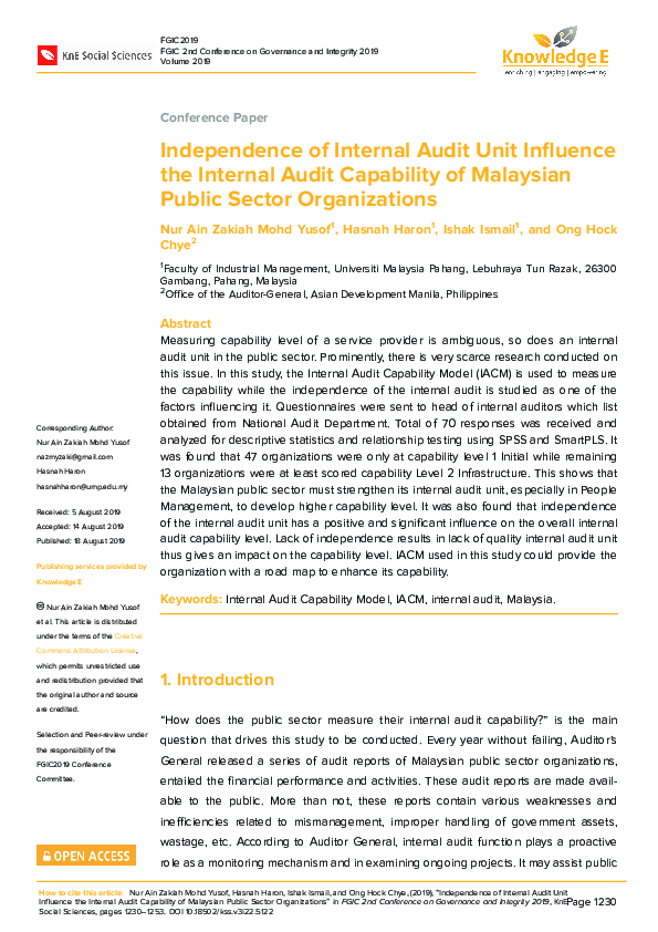 (PDF) Independence of Internal Audit Unit Influence the Internal Audit ...