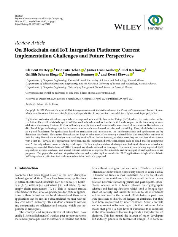 (PDF) On Blockchain and IoT Integration Platforms: Current ...