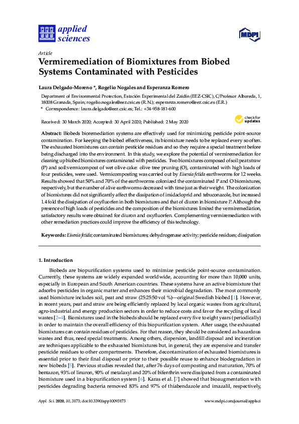 (PDF) Vermiremediation of Pesticide-Contaminated Biomixtures