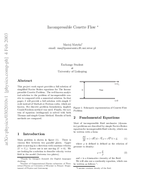 (PDF) Incompressible Couette Flow