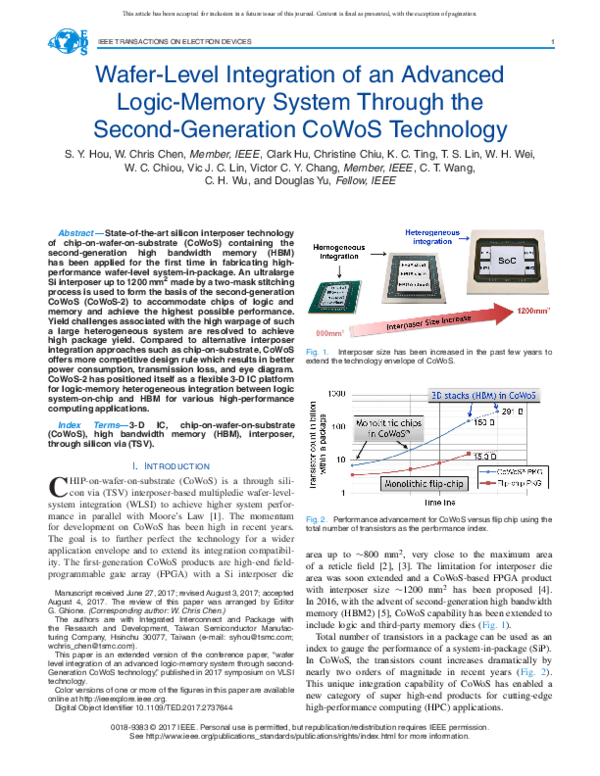 (PDF) Wafer-Level Integration of an Advanced Logic-Memory System ...