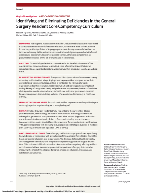 (PDF) Identifying and Eliminating Deficiencies in the General Surgery ...