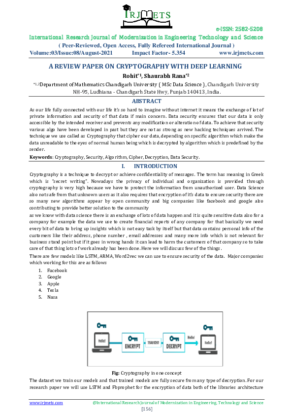 (PDF) A REVIEW PAPER ON CRYPTOGRAPHY WITH DEEP LEARNING