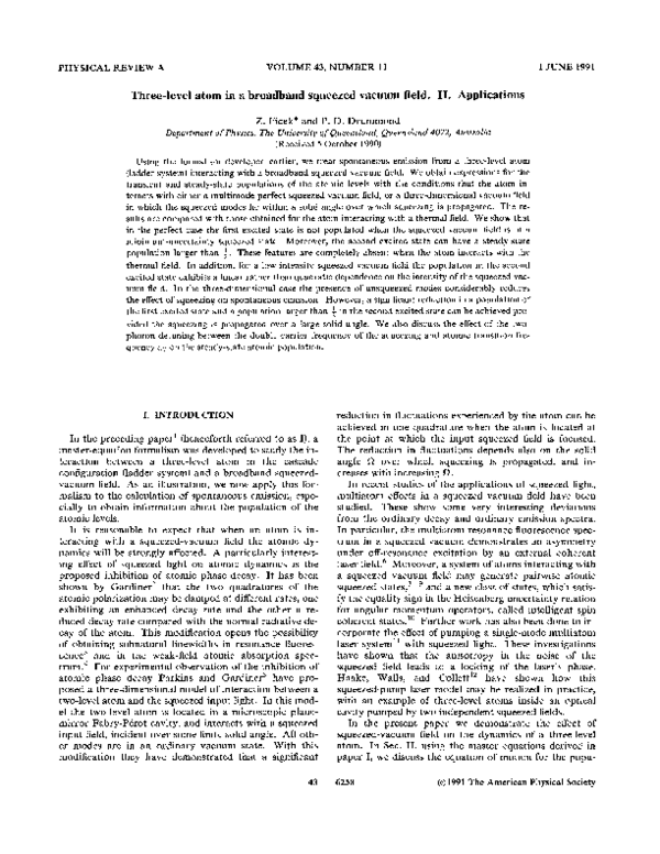 (PDF) Three-level atom in a broadband squeezed vacuum field. II ...