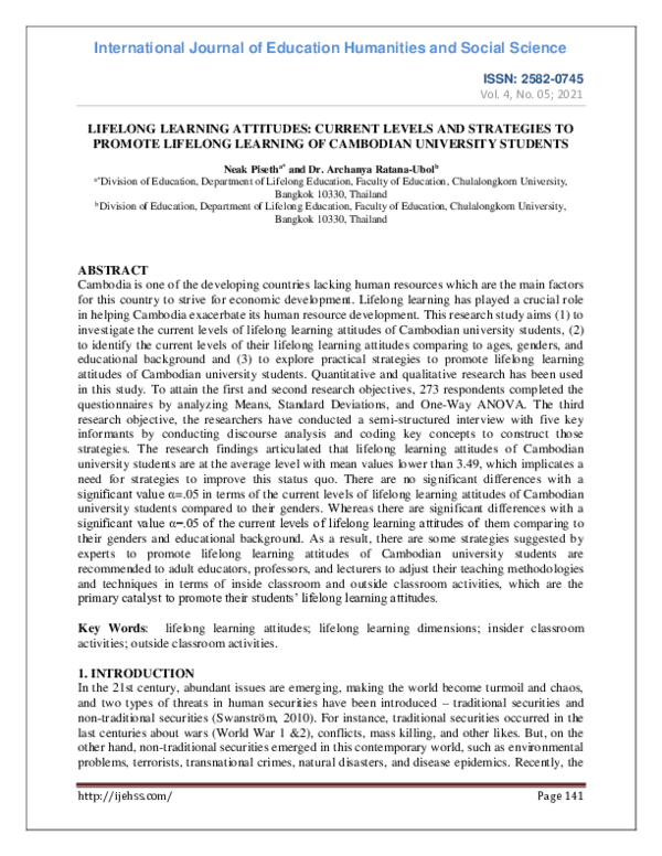 (PDF) LIFELONG LEARNING ATTITUDES: CURRENT LEVELS AND STRATEGIES TO ...